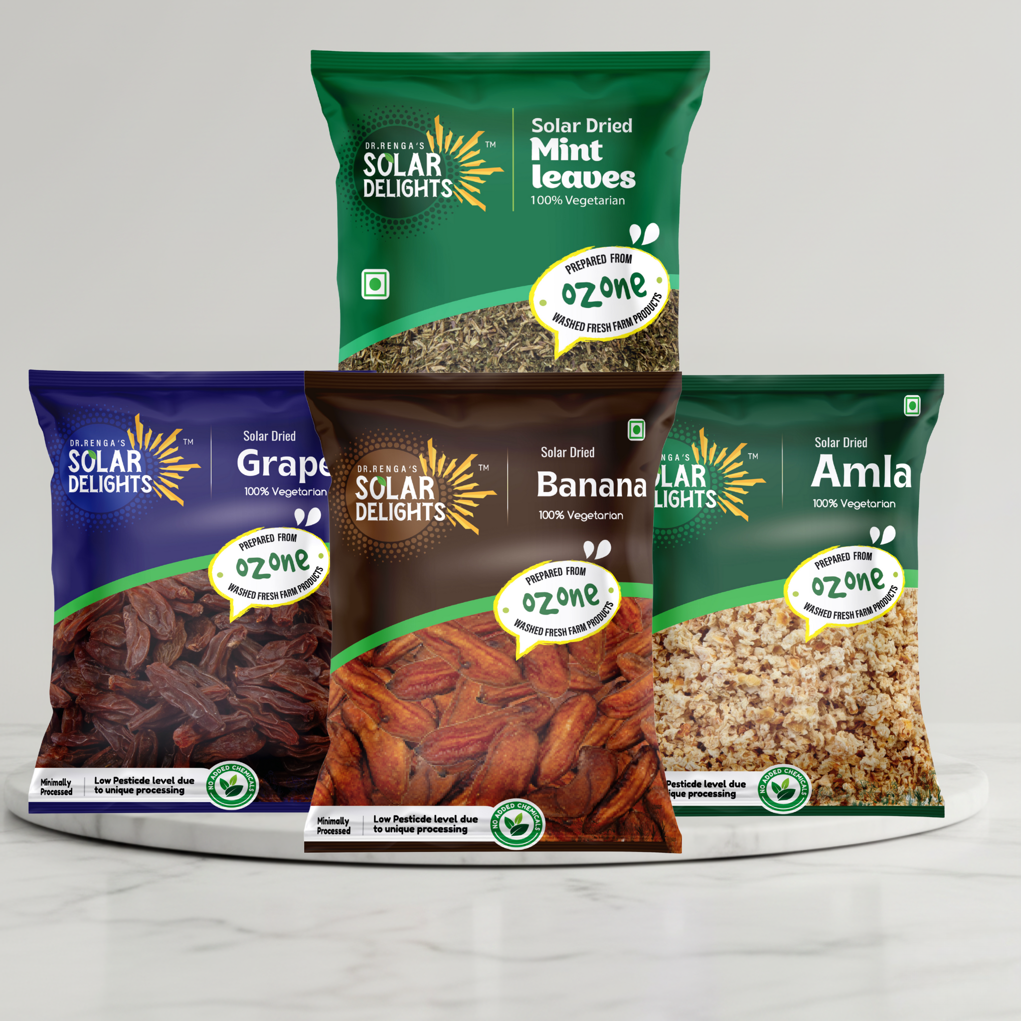Dr. Renga’s Solar Delights – Solar Dried Amla Banana Grapes Mint-600 g
